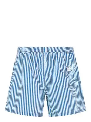 Fedeli Striped Drawstring Swim Shorts - Blue