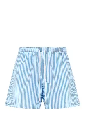 Fedeli Striped Drawstring Swim Shorts - Blue