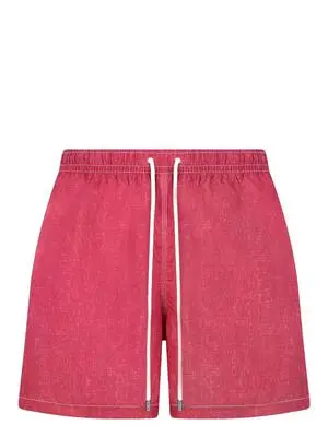Fedeli Drawstring Beach Shorts - Red