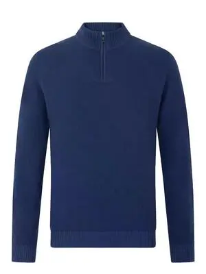 Fedeli Quarter-zip Cotton Sweater - Blue