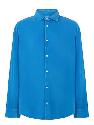 Fedeli Long-sleeve Button-up Shirt - Blue