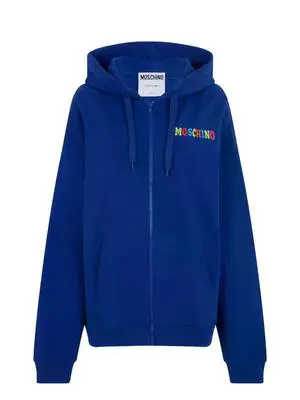Moschino Print Zip-up Hoodie - Blue