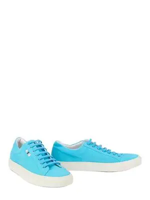 Fedeli Lace-up Cotton Sneakers - Blue