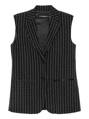 Karl Lagerfeld Logo-pinstripe Tailored Sleeveless Blazer - Black