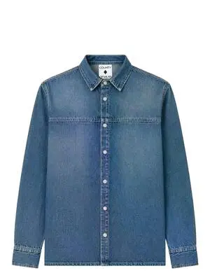 COUNTY OF MILAN Cross-print Denim Shirt - Blue