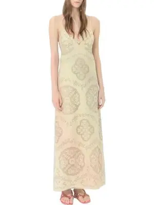 Valentino Garavani Midi Dress In Floral Stamp Blanket - Neutrals