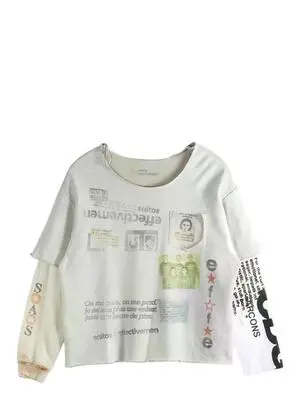 SAITOS Graphic-print Layered T-shirt - Neutrals