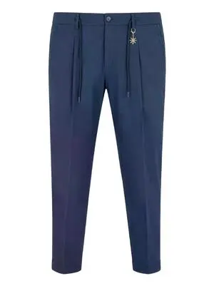 MANUEL RITZ Pleated Trousers With Drawstring Waist - Blue