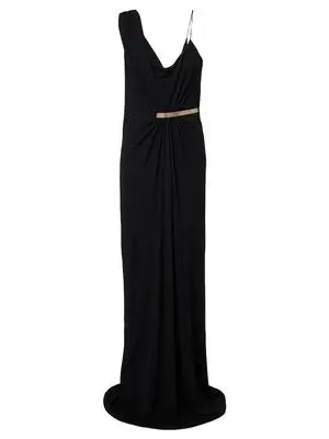 TOM FORD Draped Gathered Crêpe Jersey Gown - Black