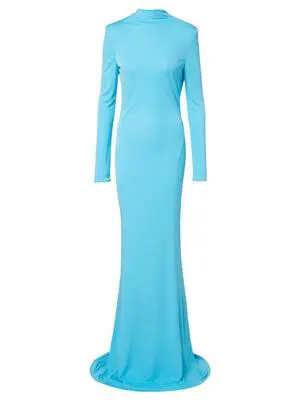 TOM FORD Open-back Crêpe Jersey Gown - Blue
