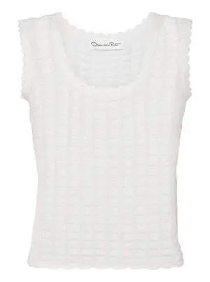 Oscar De La Renta Pointelle Cotton And Silk Tank Top - White