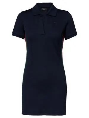 Gucci Web Stripe Ribbed-knit Jersey Polo Dress - Blue