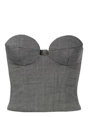 Magda Butrym Herringbone Wool-blend Bustier Top - Grey