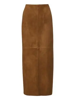 Nour Hammour Suede Midi Skirt - Brown