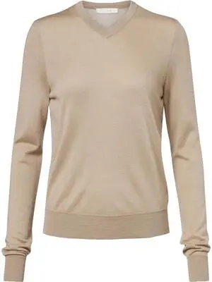 THE ROW Ondre Cashmere And Silk V-neck Sweater - Beige