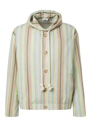 Commas Striped Hooded Hemp And Cotton Jacket - Multicoloured