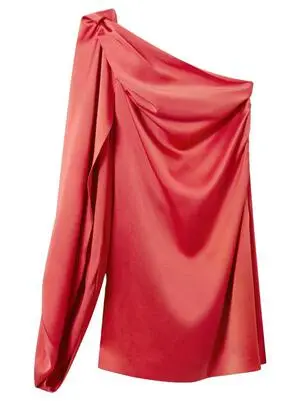 Stella McCartney One-shoulder Draped-sleeve Dress - Red