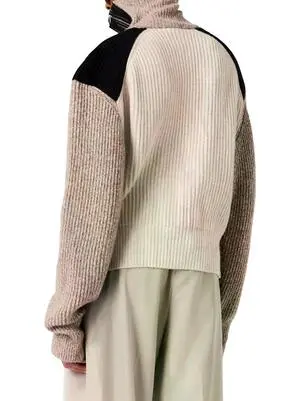 Stella McCartney Stella McCartney Zip-Panel Ribbed-Knit Sweater Neutrals
