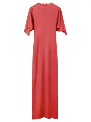 Stella McCartney Satin Cape-sleeve Maxi Dress - Red