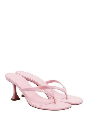 Amina Muaddi Juliette Leather Thong Sandals With Gold Hardware - Pink