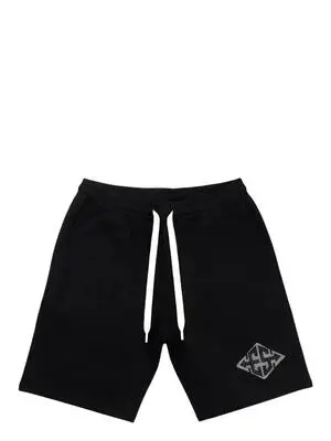 EXIT SOCIETY Monogram X Logo-print Drawstring Shorts - Black