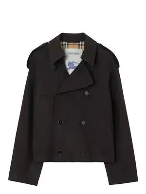 Burberry Cropped Tropical Gabardine Leadenham Trench Coat - Black
