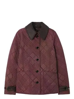 Burberry Burberry Quilted Nylon Fernleigh Jacket With Detachable Leather Collar Red