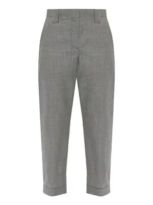 Versace Gingham Check Cropped Trousers - Black