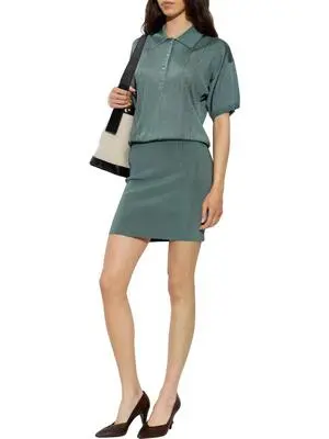 Versace Pointelle-knit Mini Polo Dress - Green