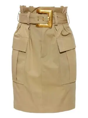 Balmain Belted Paperbag Waist Skirt - Neutrals