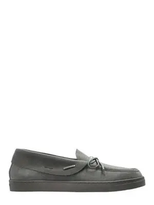 Giorgio Armani Suede Loafers With Bow Detail - Grey