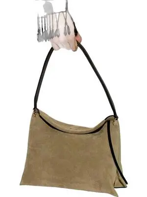 WANDLER Penelope Suede Tote Bag - Neutrals