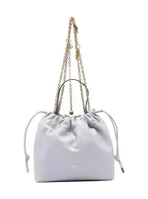 Chloé Drawstring Leather Tote Bag - Grey