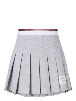 Thom Browne Pleated Cotton-blend Tweed Miniskirt - Grey
