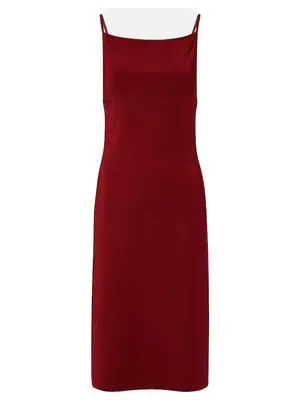 FERRAGAMO Ribbed-knit Midi Dress - Red