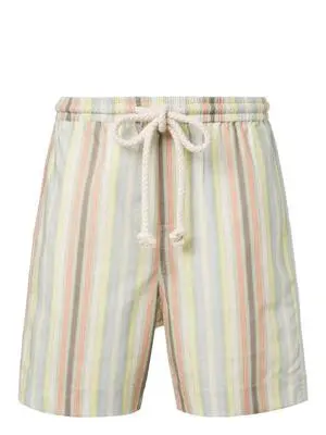 Commas Name Striped Hemp And Cotton Bermuda Shorts - Multicoloured