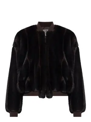 MAISON MARGIELA Furry Bomber Jacket - Brown