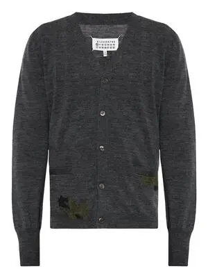 MAISON MARGIELA Wool Cardigan With Pockets And Appliqués - Grey