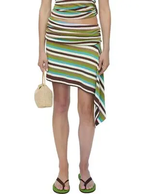 Christopher Esber Stripe-knit Draped Mini Skirt - Brown