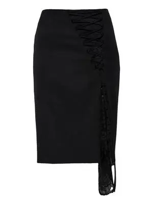 Alexander McQueen Lace-insert Pencil Midi Skirt - Black