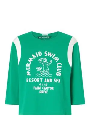 MOTHER The Better Half Flocked Printed Cotton T-shirt - Green
