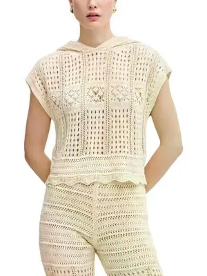 TWINSET Beige Crochet Knit Hooded Top - Neutrals