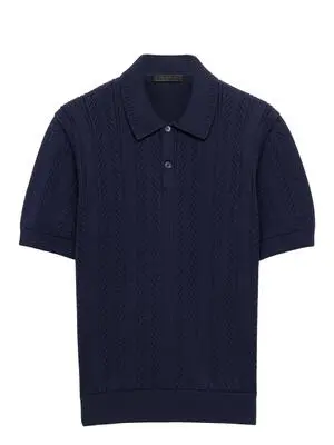 Prada Short-sleeved Openwork Cotton Polo Shirt - Blue