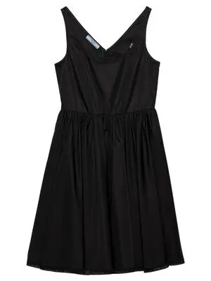 Prada Re-nylon Mini Dress With Lace Trim - Black