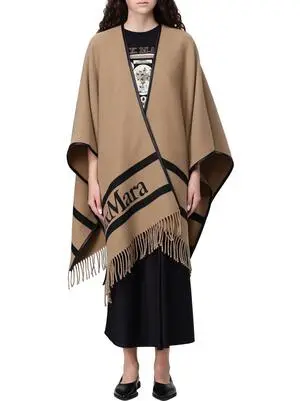 Max Mara Cape With Fringed Hem - Camel