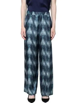 Max Mara Silk Palazzo Trousers With Abstract Print - Blue