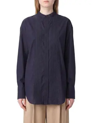 FORTE_FORTE Embroidered Cotton Shirt - Blue