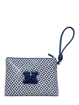 Max Mara Tazzina Clutch In Coated Cotton - Blue