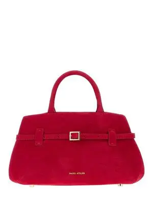 Manu Atelier Suede Tote Bag With Buckle Detail - Red