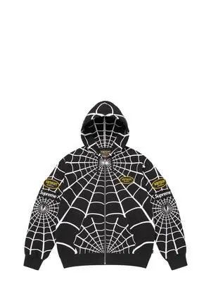 Supreme X Vanson Leathers Spider-man Zip Up Hooded Sweatshirt - Black